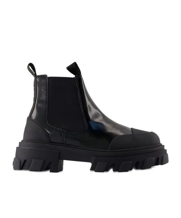 GANNI Leather Chelsea Boots - Black
