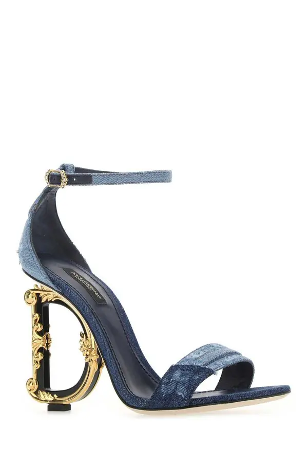 Dolce & Gabbana Dg Heel Denim Sandals - Blue