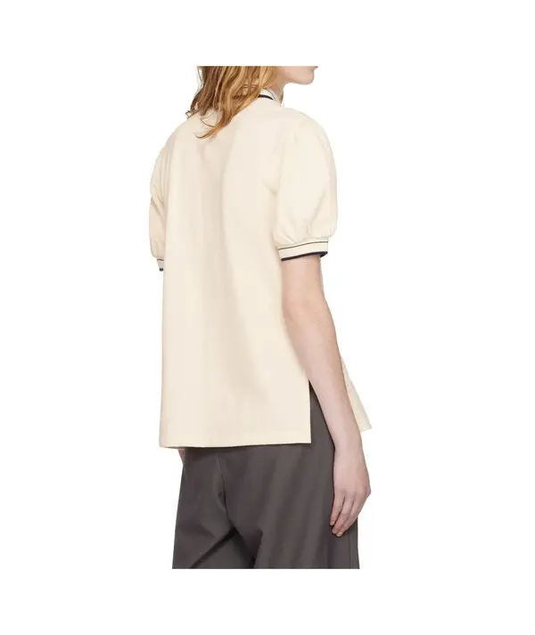 OPEN YY Striped Ribbed Short Sleeve Polo Shirt