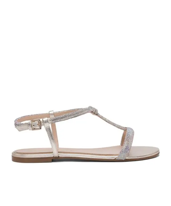 NINALILOU Embellished T-strap Flat Sandals
