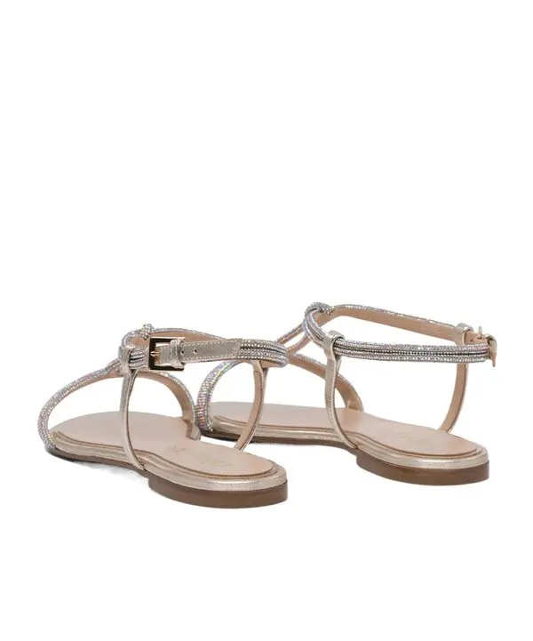 NINALILOU Embellished T-strap Flat Sandals