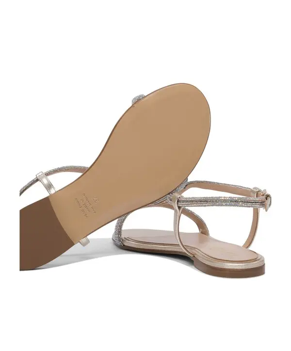 NINALILOU Embellished T-strap Flat Sandals
