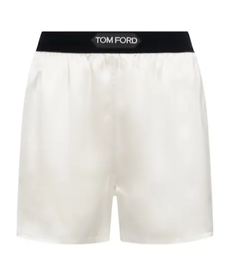 TOM FORD Elastic Waist Shorts With Logo Detail - White