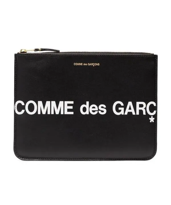 Comme Des Garçons Logo Print Clutch - Black