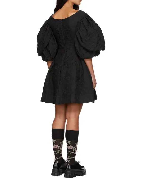 Simone Rocha Jacquard Puff-sleeve Mini Dress