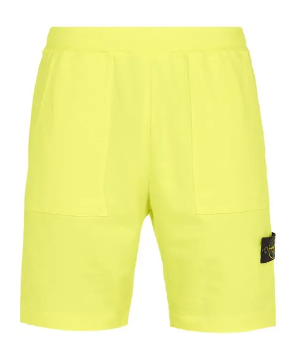 Stone Island Cotton Jersey Shorts With Zipper Pocket - Yellow