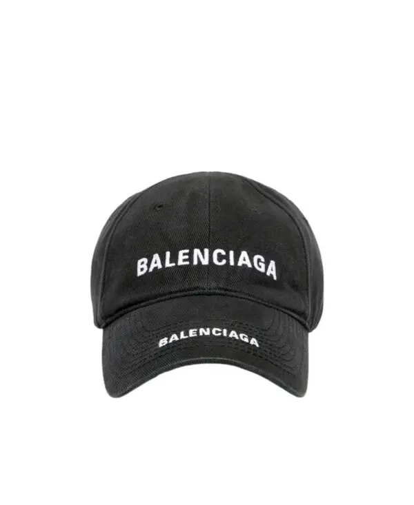 Balenciaga Double Logo Baseball Cap - Black