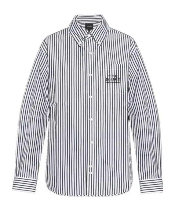 Marc Jacobs Striped Logo Embroidered Shirt - Gray