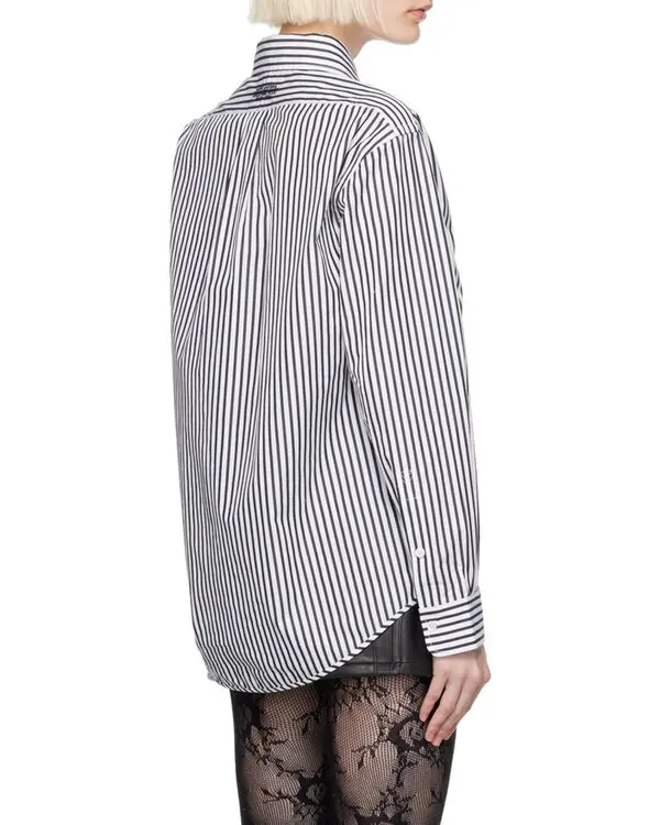 Marc Jacobs Striped Logo Embroidered Shirt - Gray