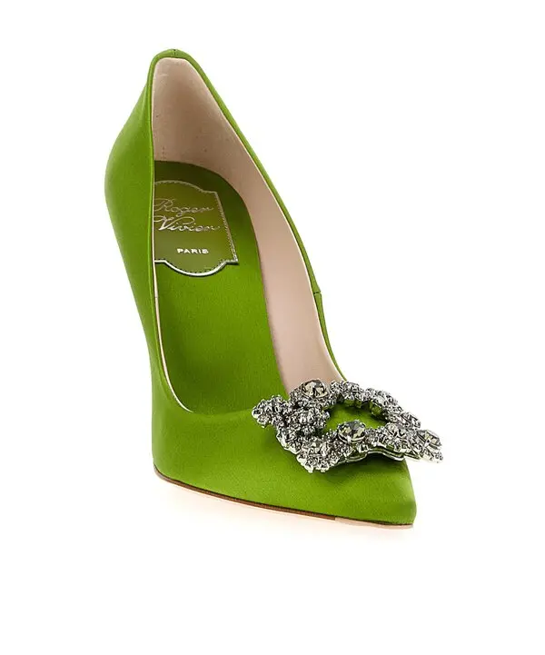 ROGER VIVIER 100mm Flower Strass Heeled Pumps