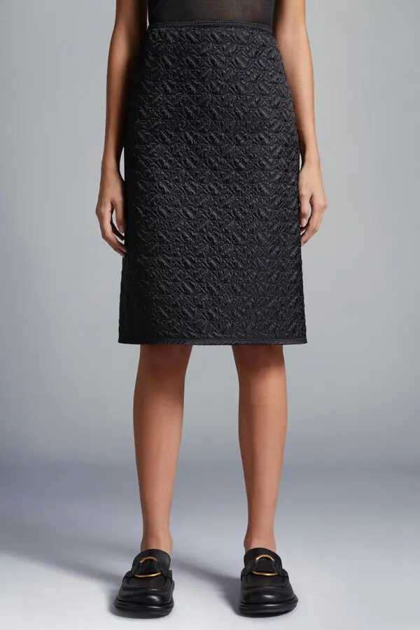Moncler Quilted Midi Skirt - Black