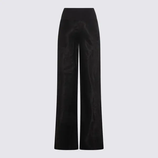 Rick Owens Wide-leg Ribbed Waistband Trousers - Black