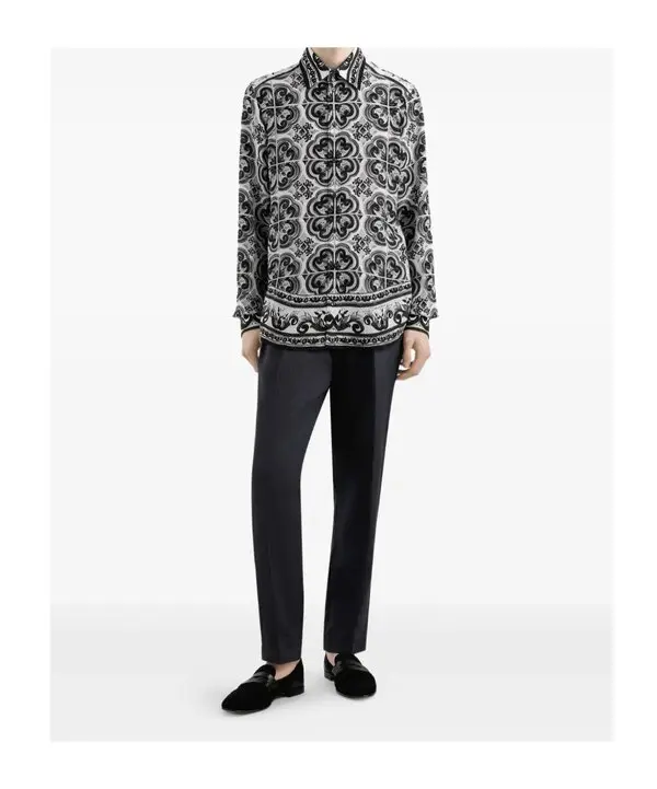 Dolce & Gabbana Majolica-print Button-up Shirt - Black