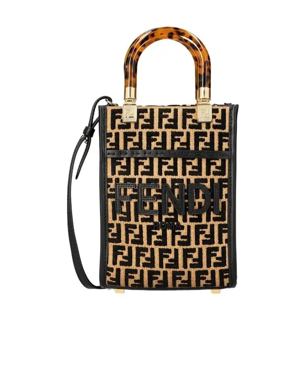 Fendi Mini Sunshine Shopper Bag With Ff Pattern