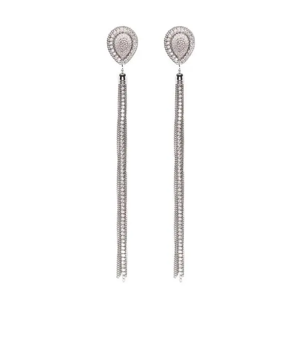 Alessandra Rich Crystal Drop Dangle Earrings - Gray