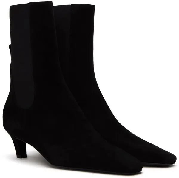 TOTEME Pointed Toe High Heel Ankle Boots - Black