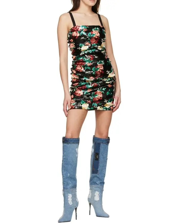 Dolce & Gabbana Floral Sequin Embellished Mini Dress - Black