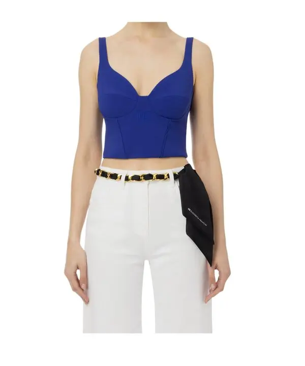 Elisabetta Franchi Crepe Corset Vest - Indigo