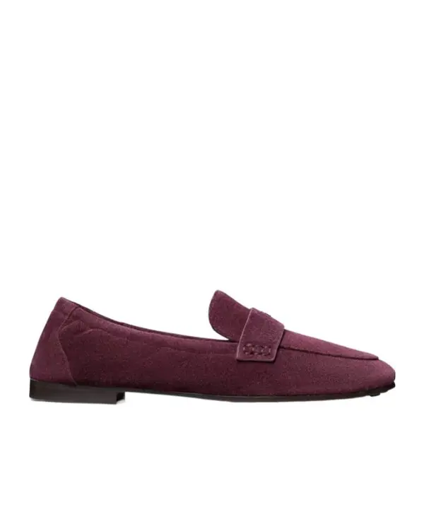 Tory Burch Slip-on Ballet Loafers With Metal Logo Stud - Plum