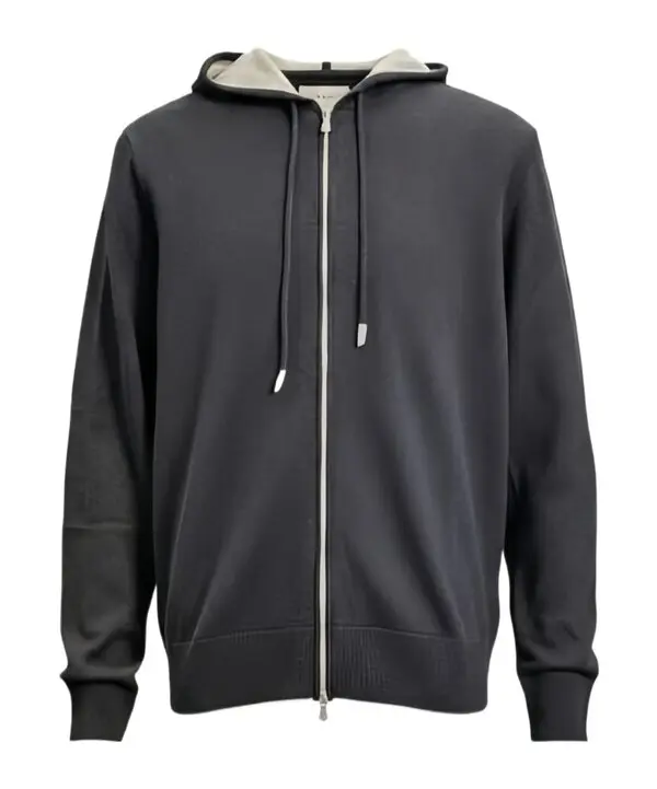 Eleventy Hooded Zip-up Sweatshirt - Black