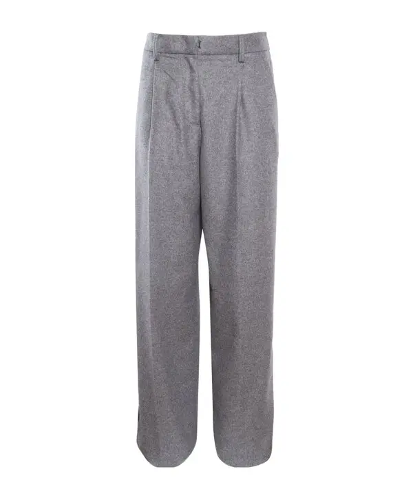 FORTE_FORTE Pleated Straight Leg Trousers - Gray