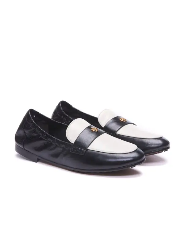 Tory Burch Logo Plaque Color-block Loafers - Black