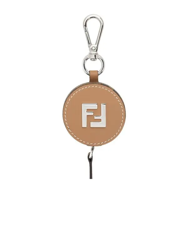 Fendi Beige Leather Key Ring - Nude