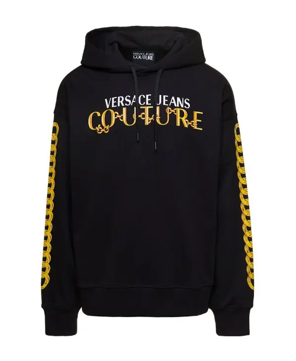 Versace Logo Printed Drawstring Hoodie