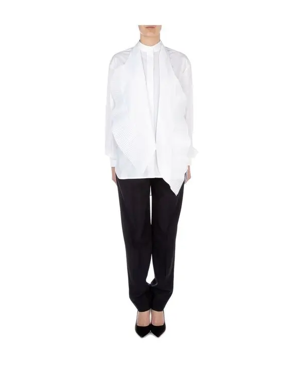 Givenchy Pleated Scarf Neck Poplin Blouse