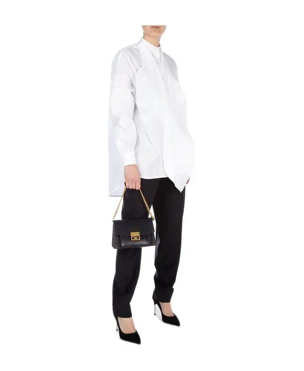 Givenchy Pleated Scarf Neck Poplin Blouse