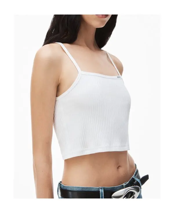 Alexander Wang Ribbed-knit Spaghetti Strap Top - White