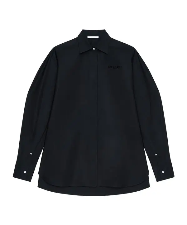 Givenchy Cocoon Shirt In Poplin With Embroidery - Black