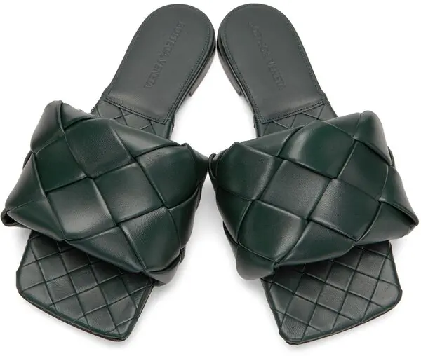 Bottega Veneta Lido Braided Leather Flat Sandals - Black
