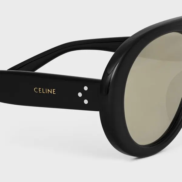 Celine Aviator S300 Sunglasses In Acetate With Mirror Lenses - Black