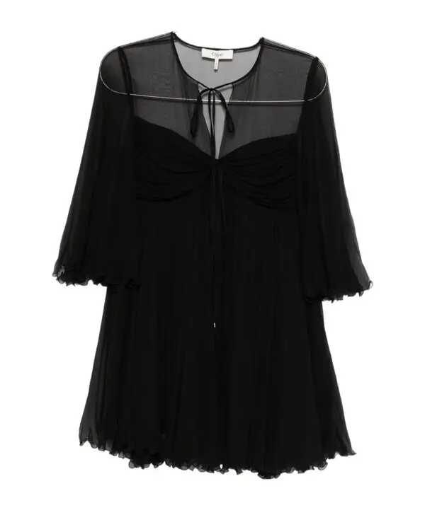 Chloé Tie-detailed Ruffled Mini Dress