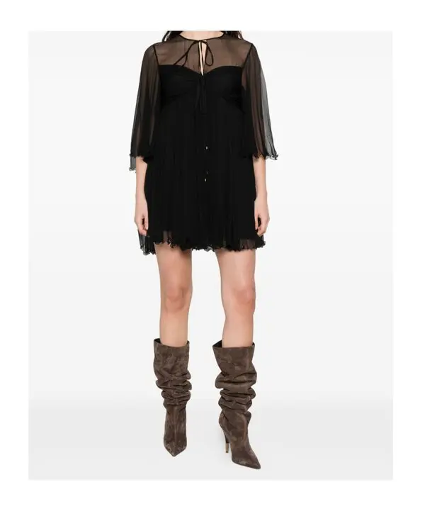 Chloé Tie-detailed Ruffled Mini Dress