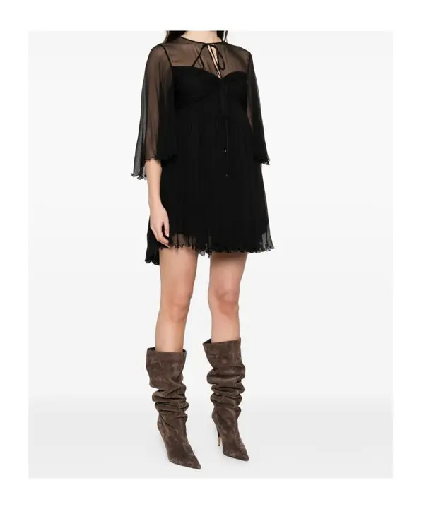 Chloé Tie-detailed Ruffled Mini Dress