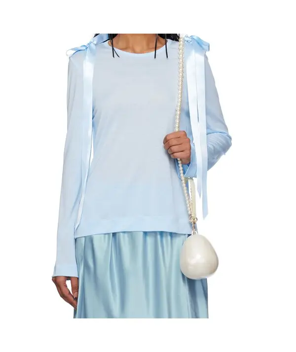 Simone Rocha Long Sleeve T-shirt With Bow Detail - Blue