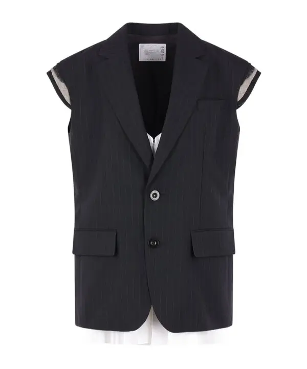 Sacai Chalk Stripe Vest - Black