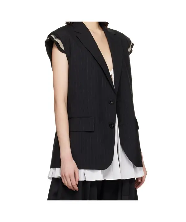 Sacai Chalk Stripe Vest - Black