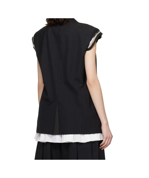 Sacai Chalk Stripe Vest - Black
