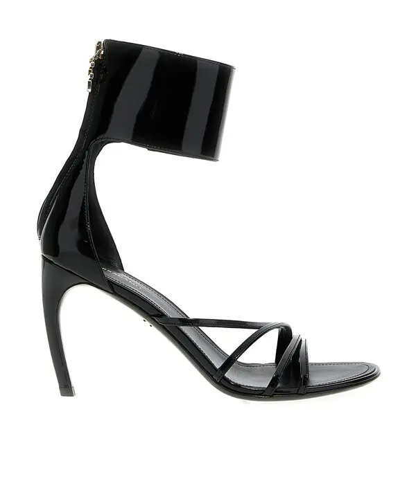 FERRAGAMO Patent Leather Curved Heel Sandals