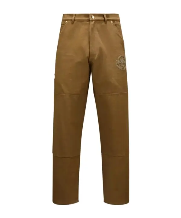 Moncler Cotton Canvas Logo Embroidered Trousers