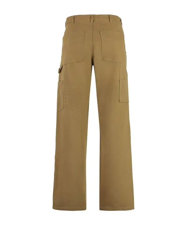 Moncler Cotton Canvas Logo Embroidered Trousers