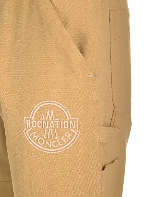 Moncler Cotton Canvas Logo Embroidered Trousers