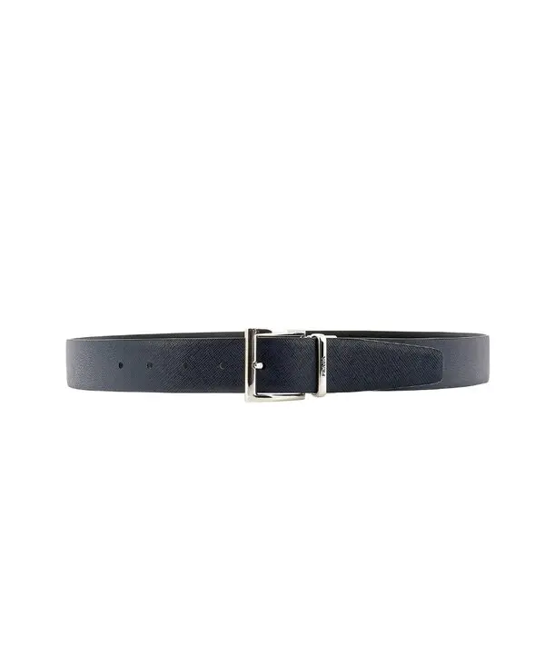 Prada Logo Detailed Reversible Buckle Belt - Black