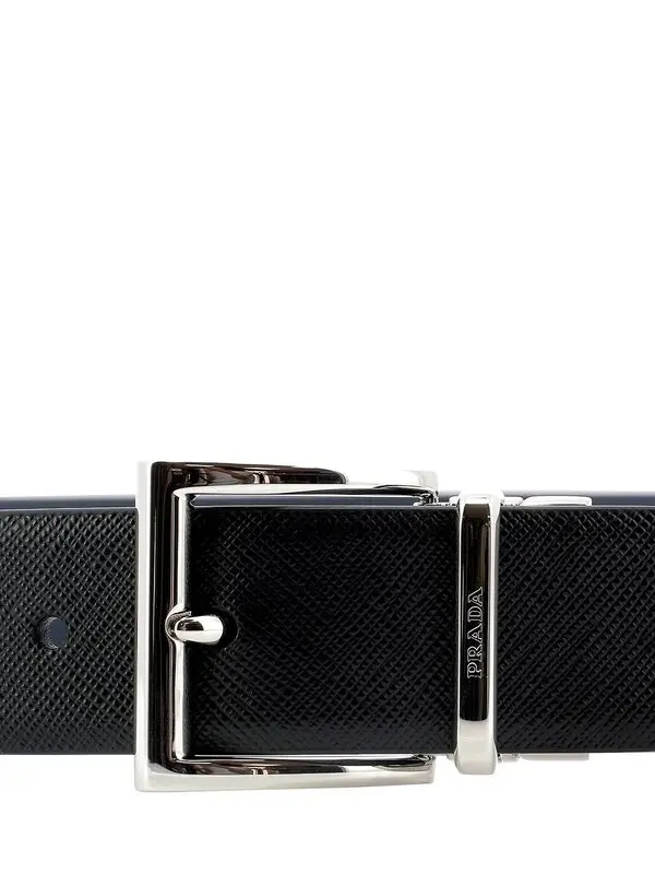 Prada Logo Detailed Reversible Buckle Belt - Black
