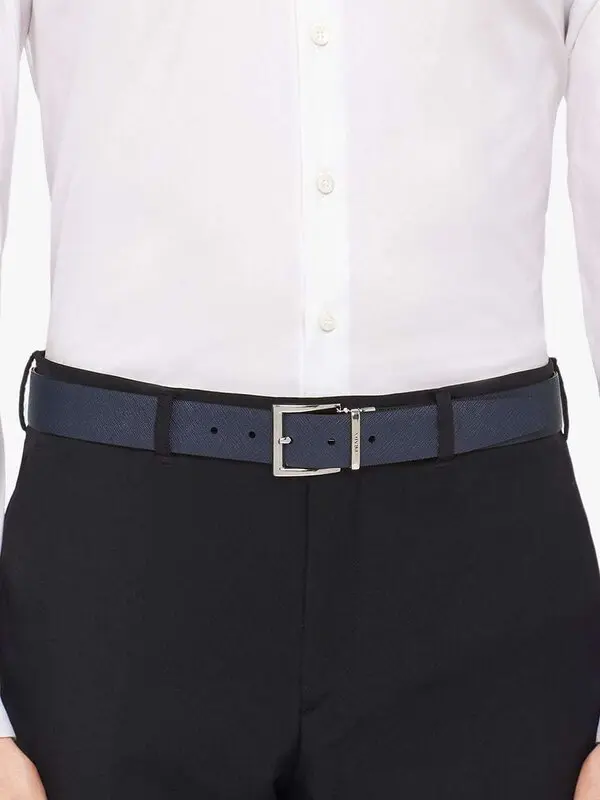 Prada Logo Detailed Reversible Buckle Belt - Black
