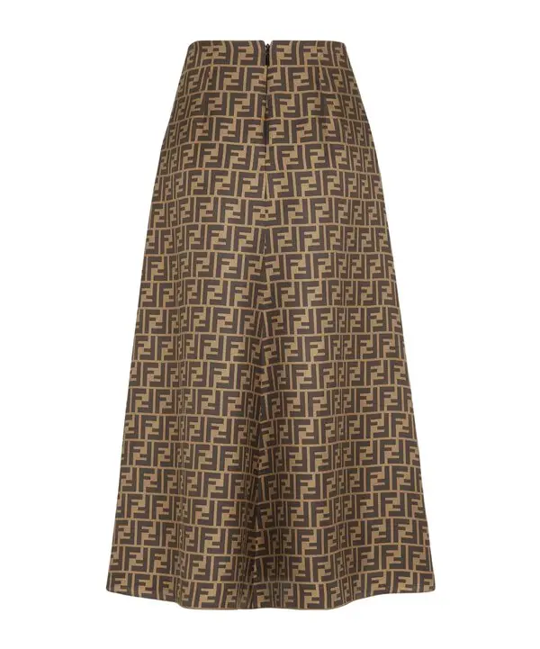 Fendi Ff Pattern High-waisted Maxi Skirt - Brown