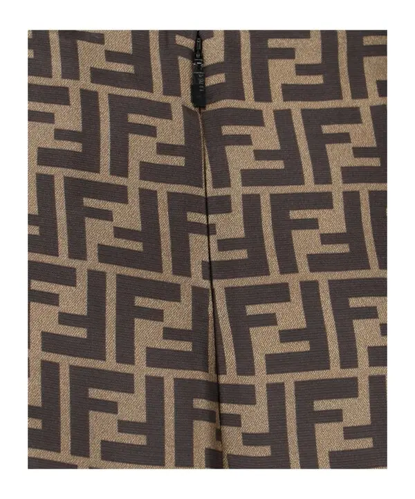 Fendi Ff Pattern High-waisted Maxi Skirt - Brown